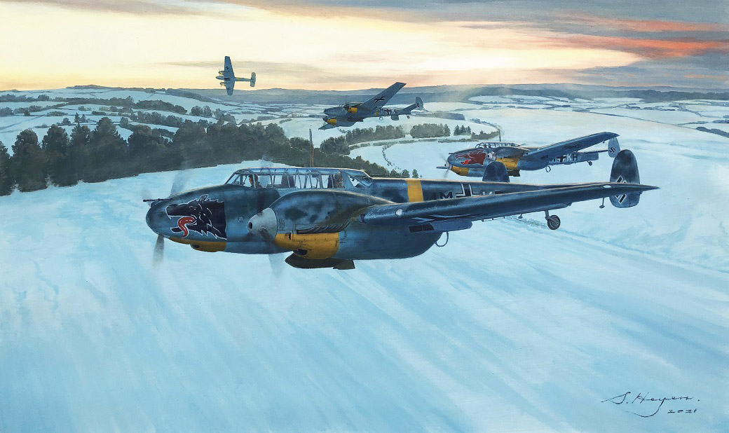 Me Bf110 painting by Steve Heyen